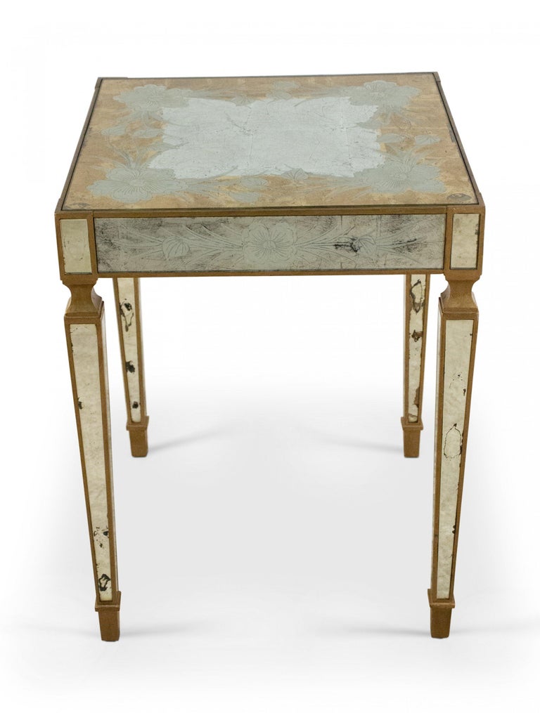 French Mid-Century Square Églomisé and Giltwood End / Side Table For ...