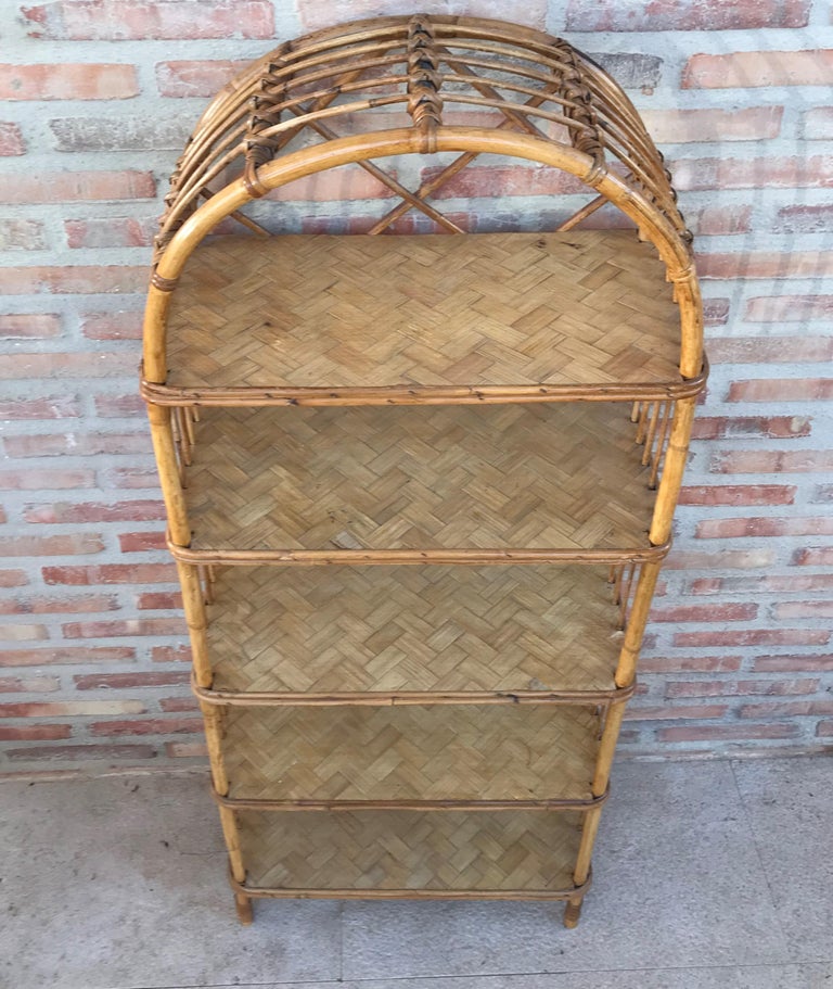 French Midcentury Bamboo Étagère with Five Bamboo Shelves For Sale at ...