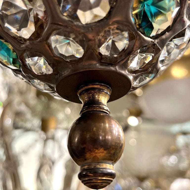 French Midcentury Crystal Lantern For Sale at 1stDibs