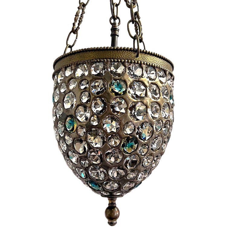 French Midcentury Crystal Lantern For Sale at 1stDibs