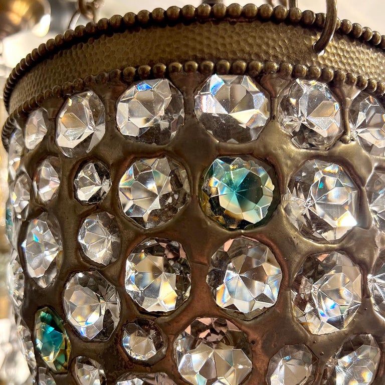 French Midcentury Crystal Lantern For Sale at 1stDibs