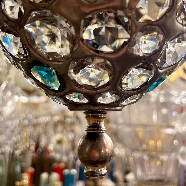 French Midcentury Crystal Lantern For Sale at 1stDibs