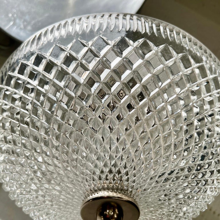 French Midcentury Cut Glass Light Fixture For Sale at 1stDibs