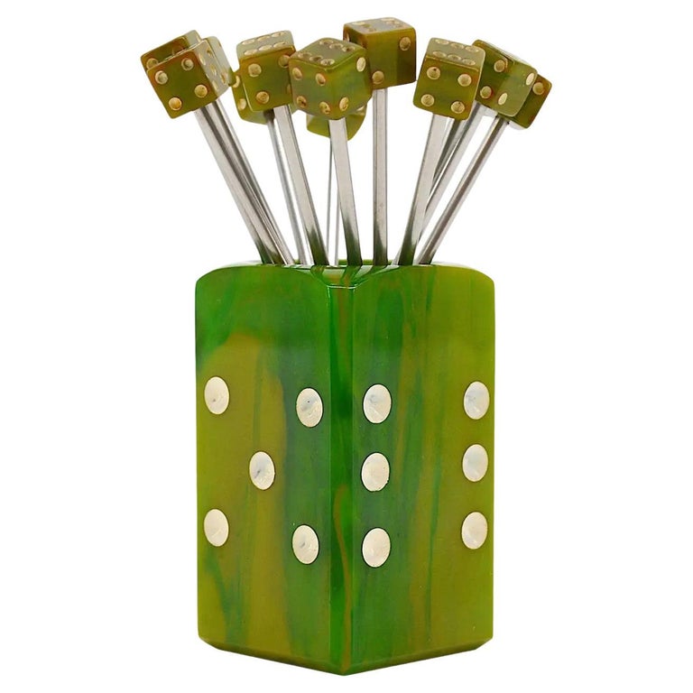 French Midcentury Dice Cocktail Picks, 1930s For Sale at 1stDibs
