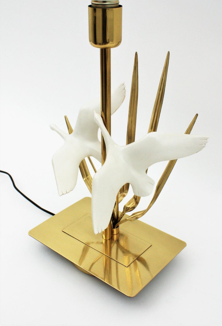 Flying Birds Resin and Brass Table Lamp, France 1970s For Sale at 1stDibs