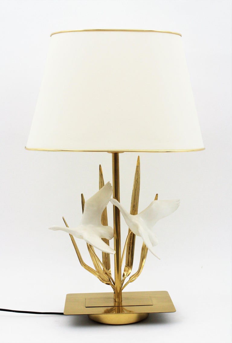 Flying Birds Resin and Brass Table Lamp, France 1970s For Sale at 1stDibs