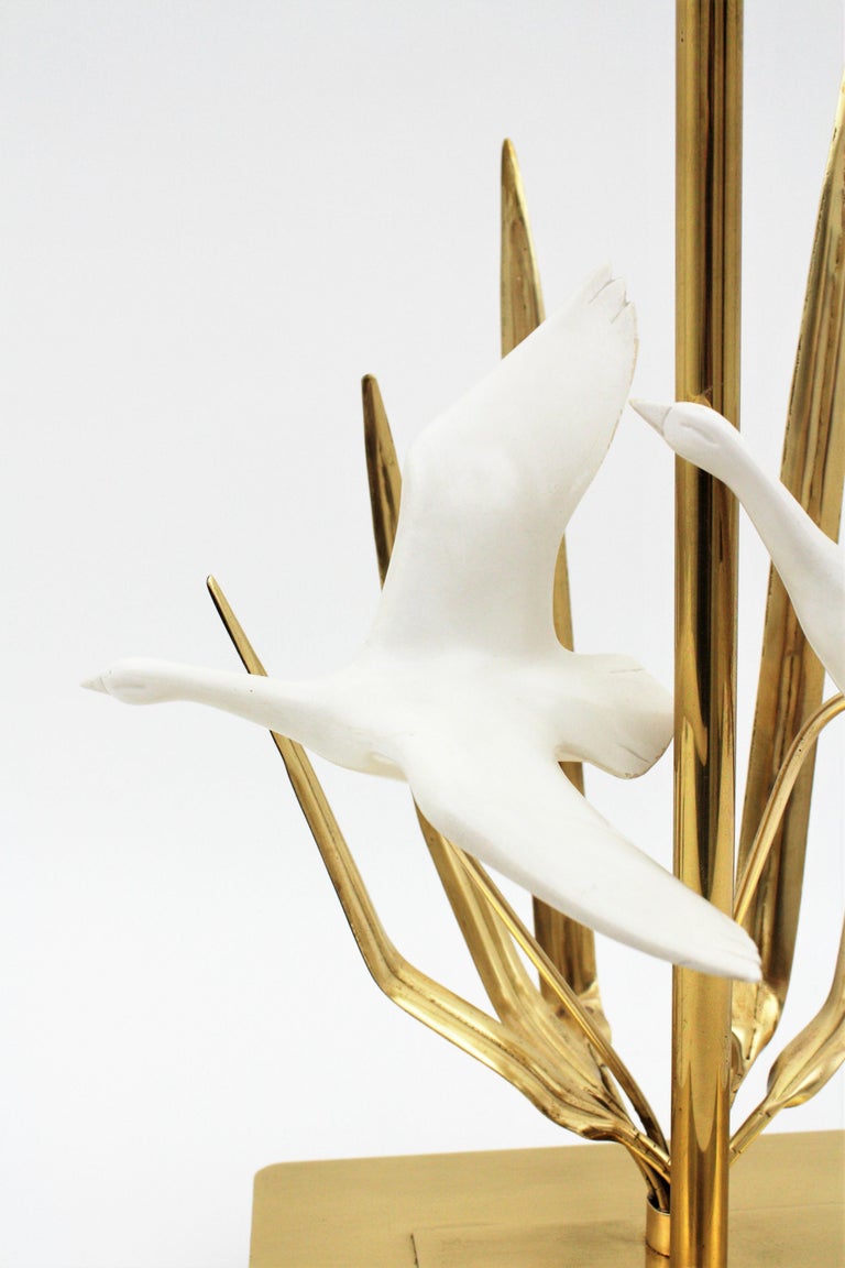 Flying Birds Resin and Brass Table Lamp, France 1970s For Sale at 1stDibs