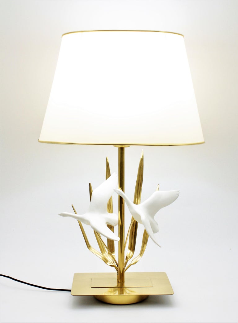 Flying Birds Resin and Brass Table Lamp, France 1970s For Sale at 1stDibs