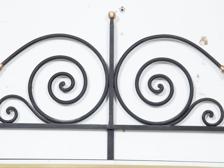 French Midcentury Iron Baker’s Rack with Brass Accents and White Marble ...