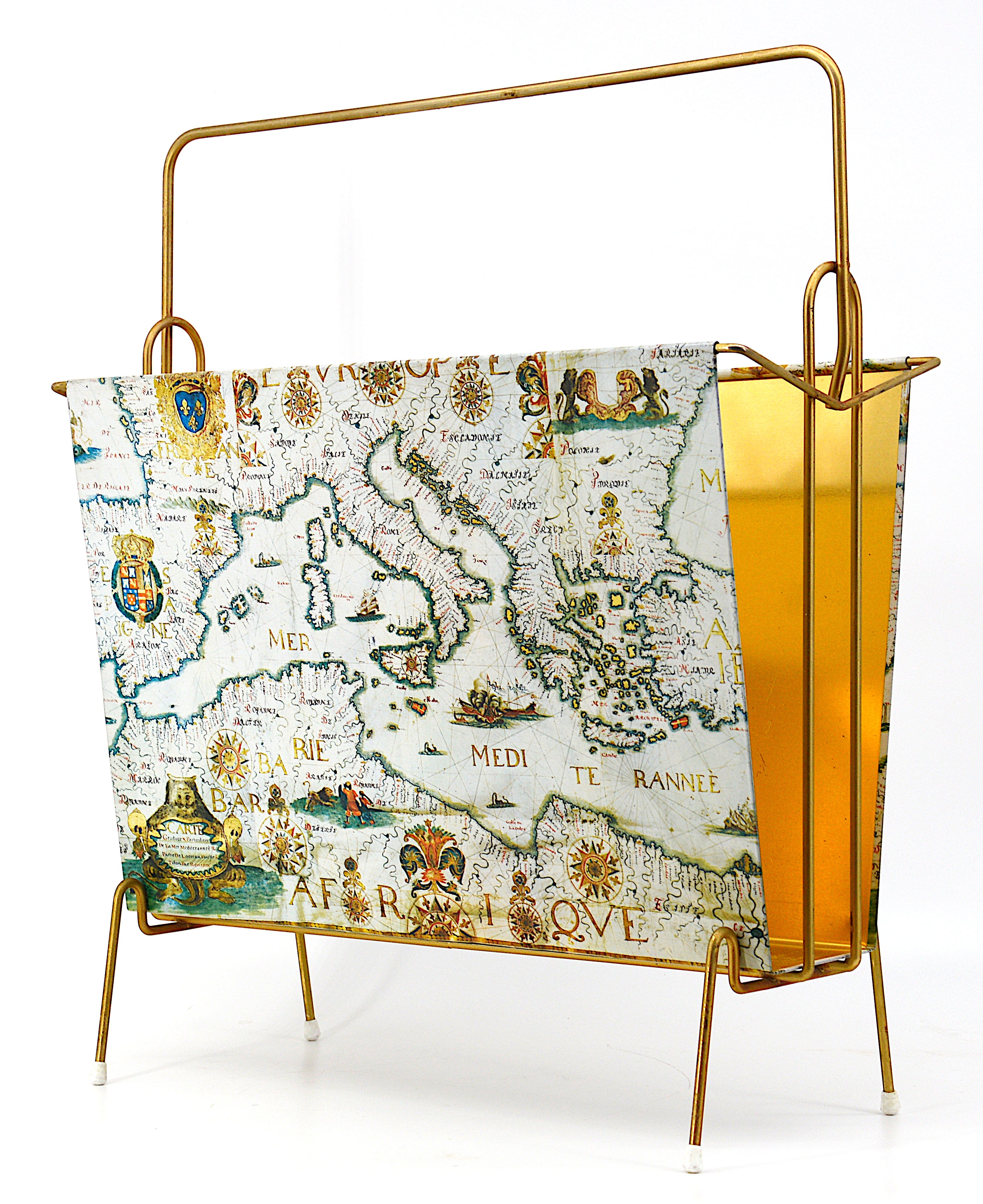French Midcentury Mediterranean Map Magazine Rack, 1960s For Sale at ...