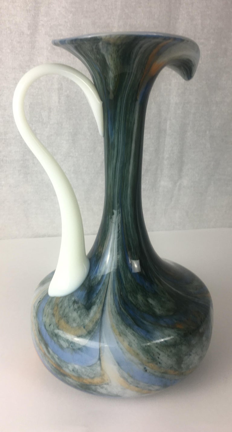 French Mid-Century Art Glass Flower Vase or Pitcher For Sale at 1stDibs ...