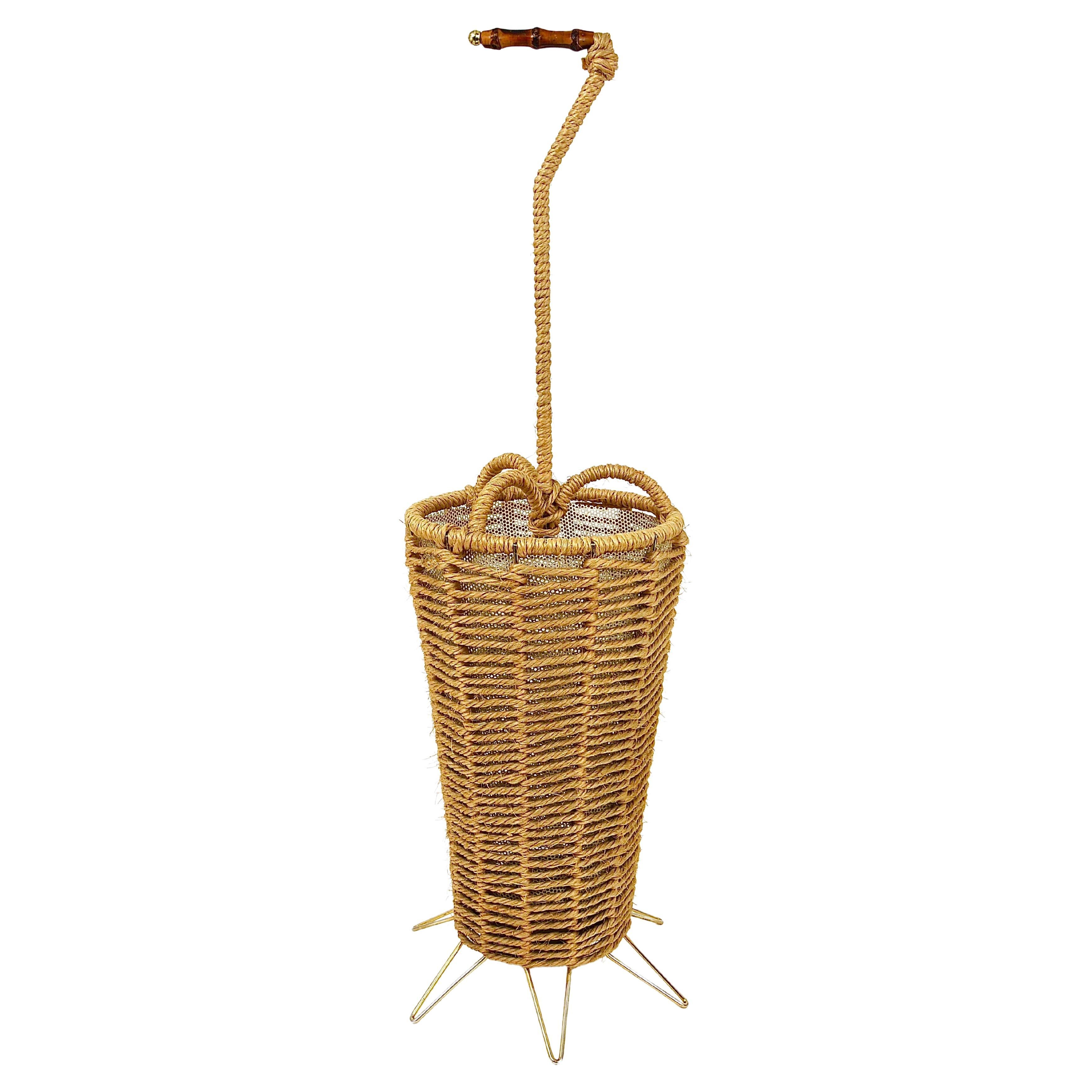 Hollywood Regency Gilt Metal Rope and Tassel Umbrella Stand, Li Puma ...