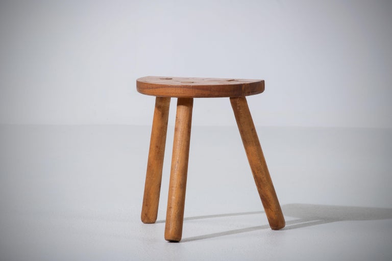 French Midcentury Tripod Stool For Sale at 1stDibs