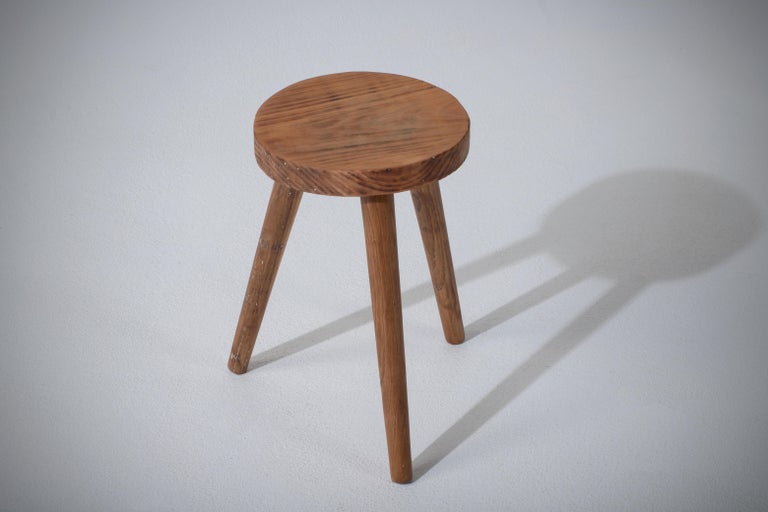 French Midcentury Tripod Stool For Sale at 1stDibs