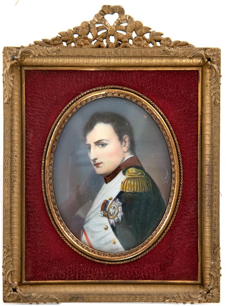 French Miniature of Napoleon I after Delaroche in Period Ormolu Frame ...
