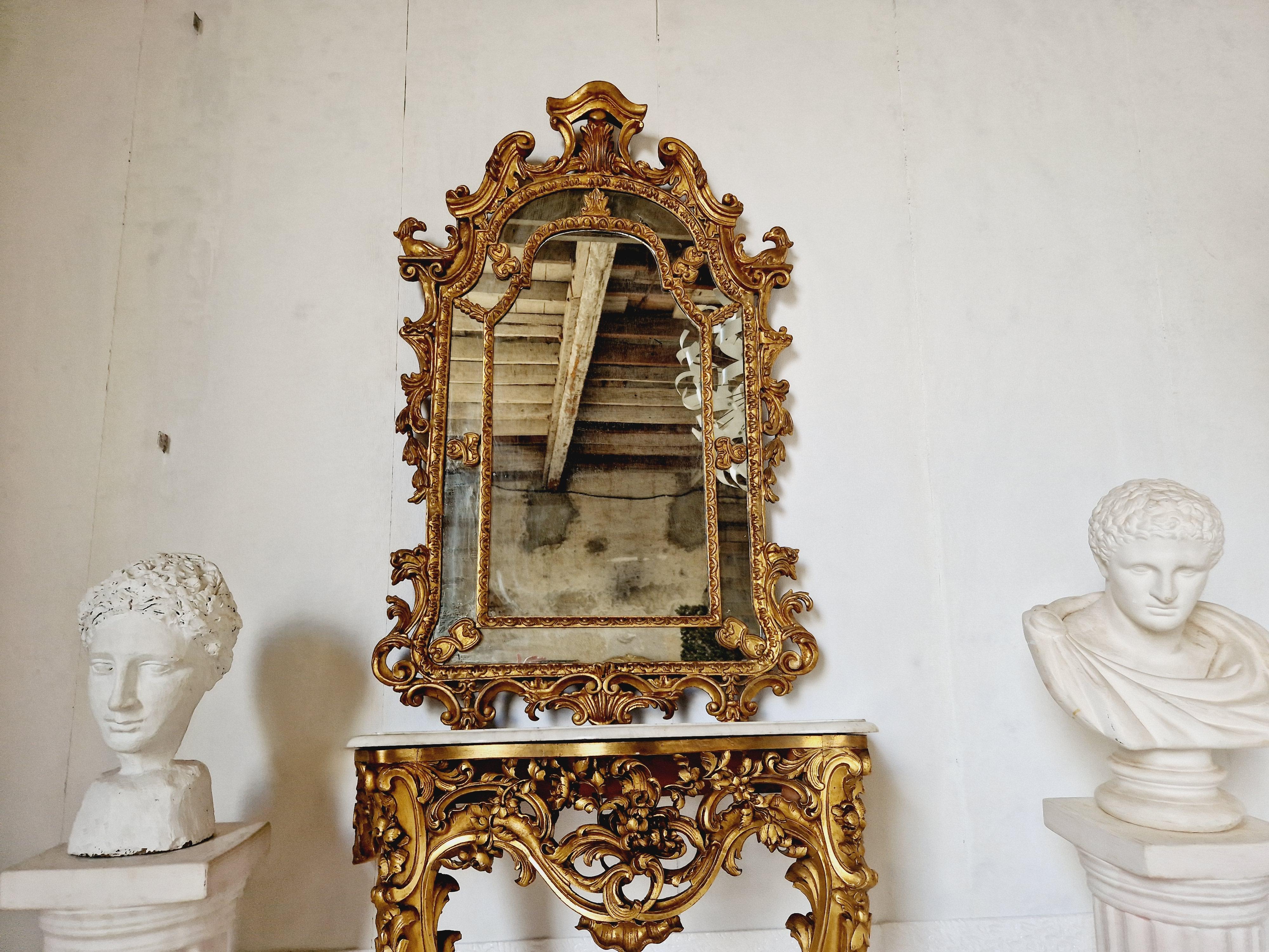 French Mirror Louis XV Rococo Style in Gilded Wood For Sale at 1stDibs