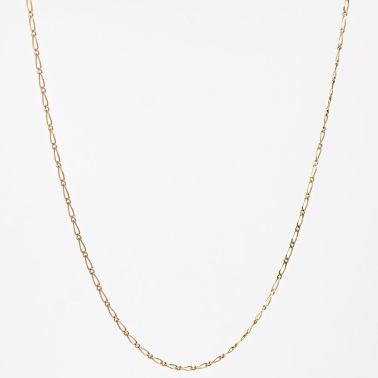 French Modern 18 Karat Yellow Gold Alternating Curb Stitches Chain For ...