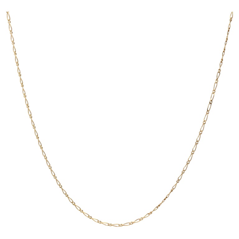 French Modern 18 Karat Yellow Gold Alternating Curb Stitches Chain For ...