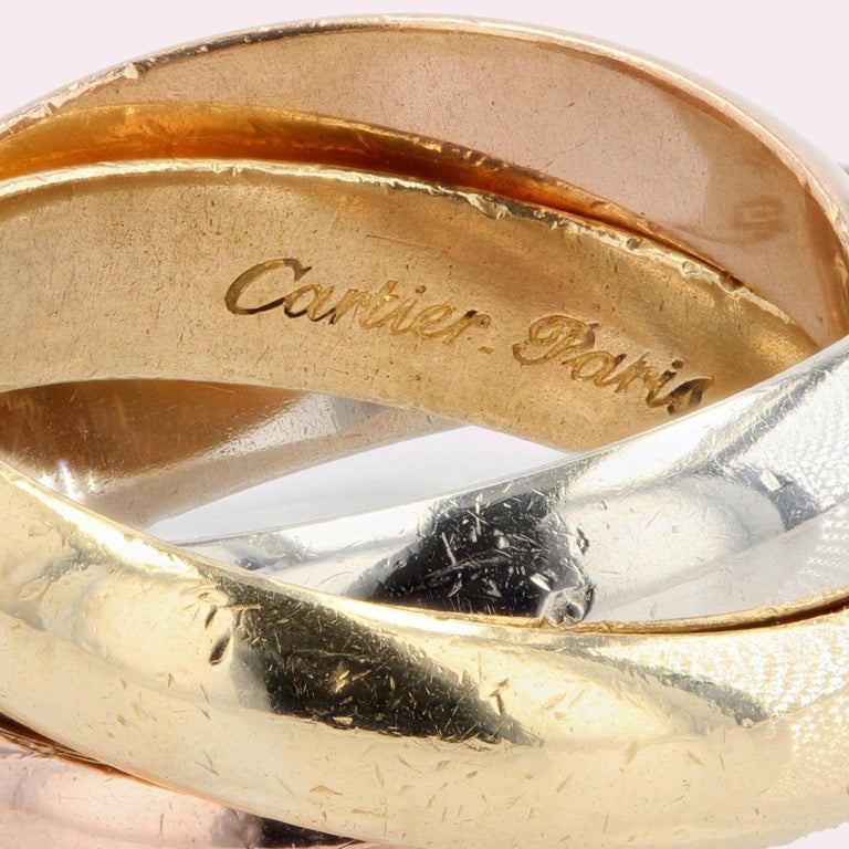 French Modern 3 Colors 18 Karat Gold Cartier Trinity Ring at 1stDibs
