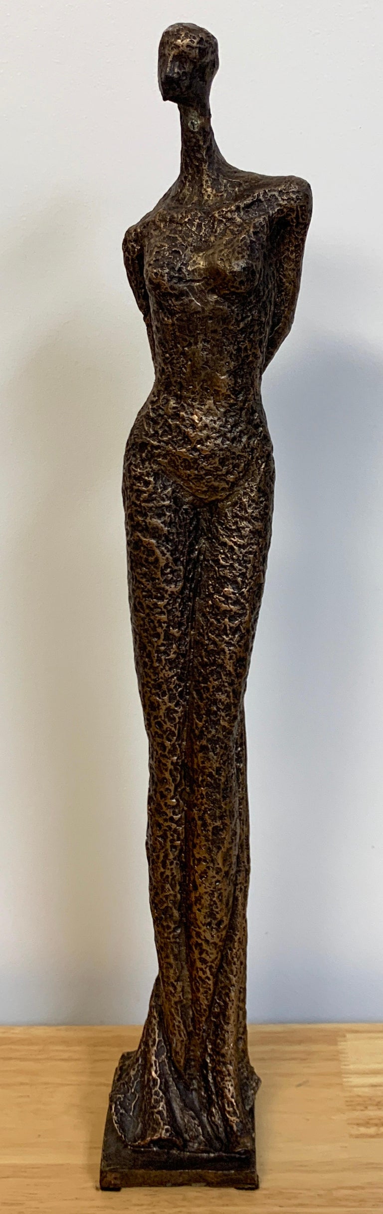 French Modern Bronze Female Draped Figure, Unsigned For Sale at 1stDibs