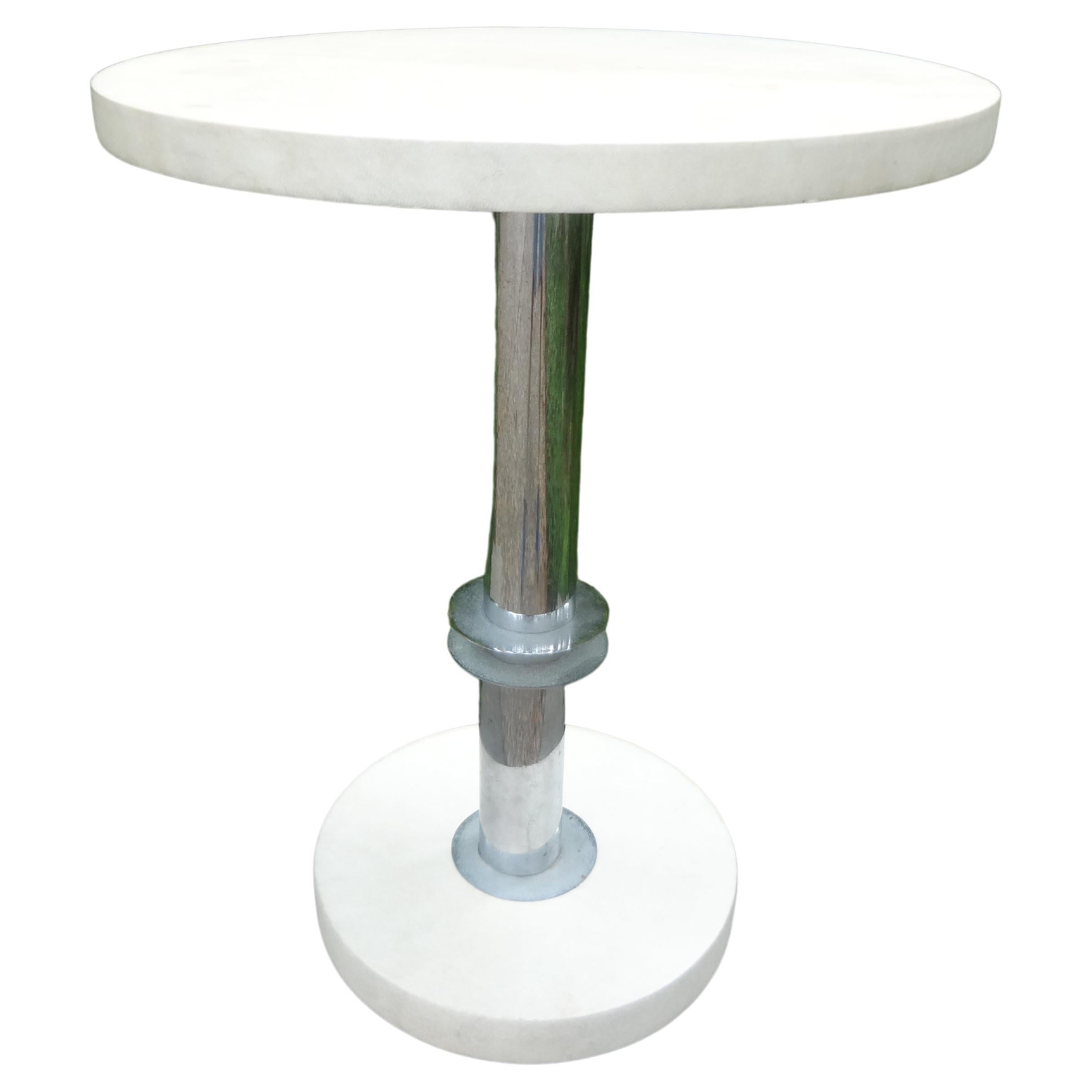 French Modern Chrome and Parchment Table For Sale at 1stDibs