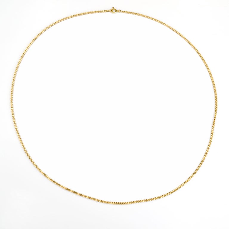 French Modern Curb Mesh 18 Karat Yellow Gold Chain For Sale at 1stDibs