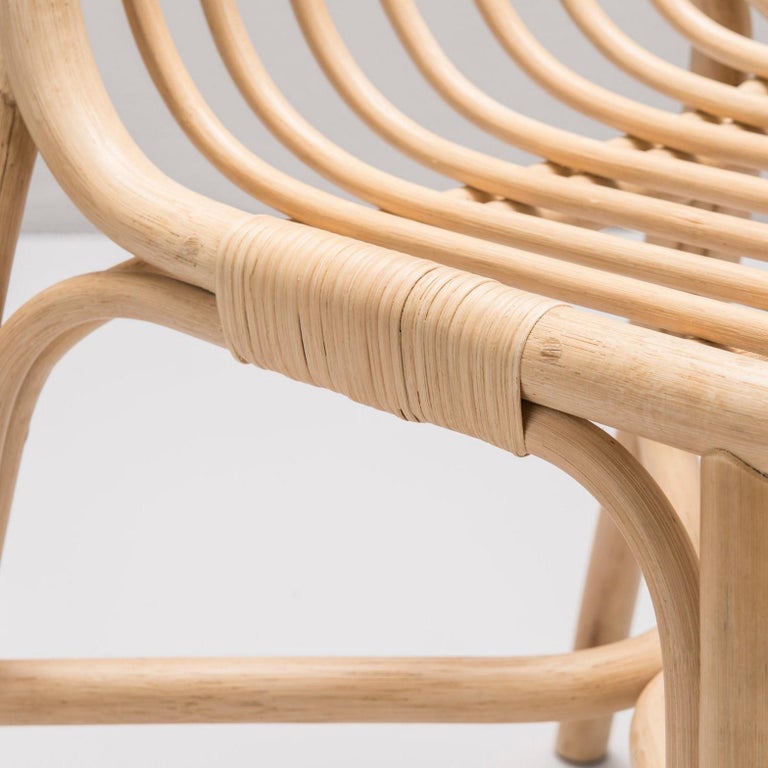 French Modern Design Set of Six Rattan Dining Chairs For Sale at 1stDibs