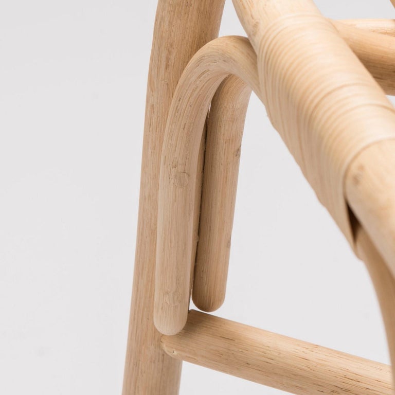 French Modern Design Set of Six Rattan Dining Chairs For Sale at 1stDibs