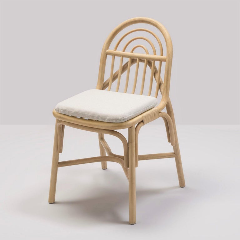 French Modern Design Set of Six Rattan Dining Chairs For Sale at 1stDibs