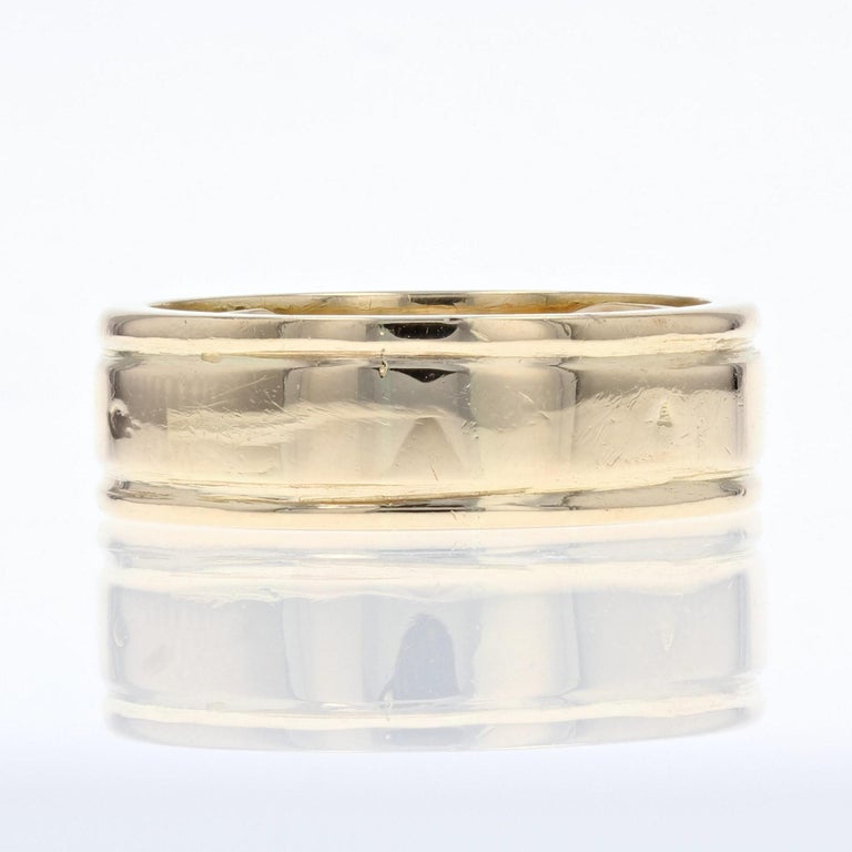 French Modern Diamonds 18 Karat Yellow Gold Large Wedding Ring For Sale ...