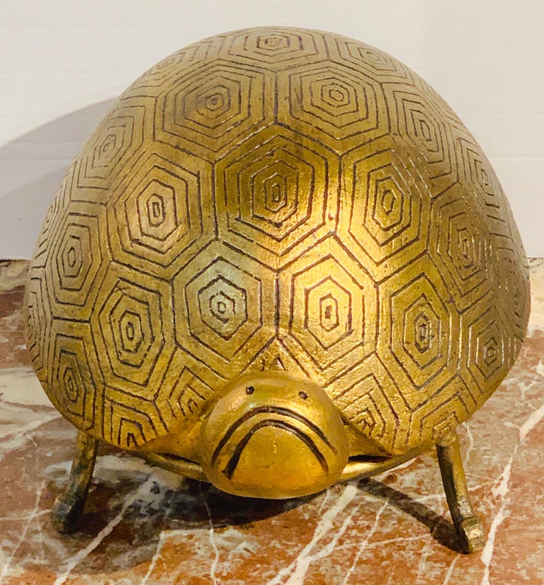 French Modern Gilt Lacquer Terracotta and Iron Model of a Turtle For ...