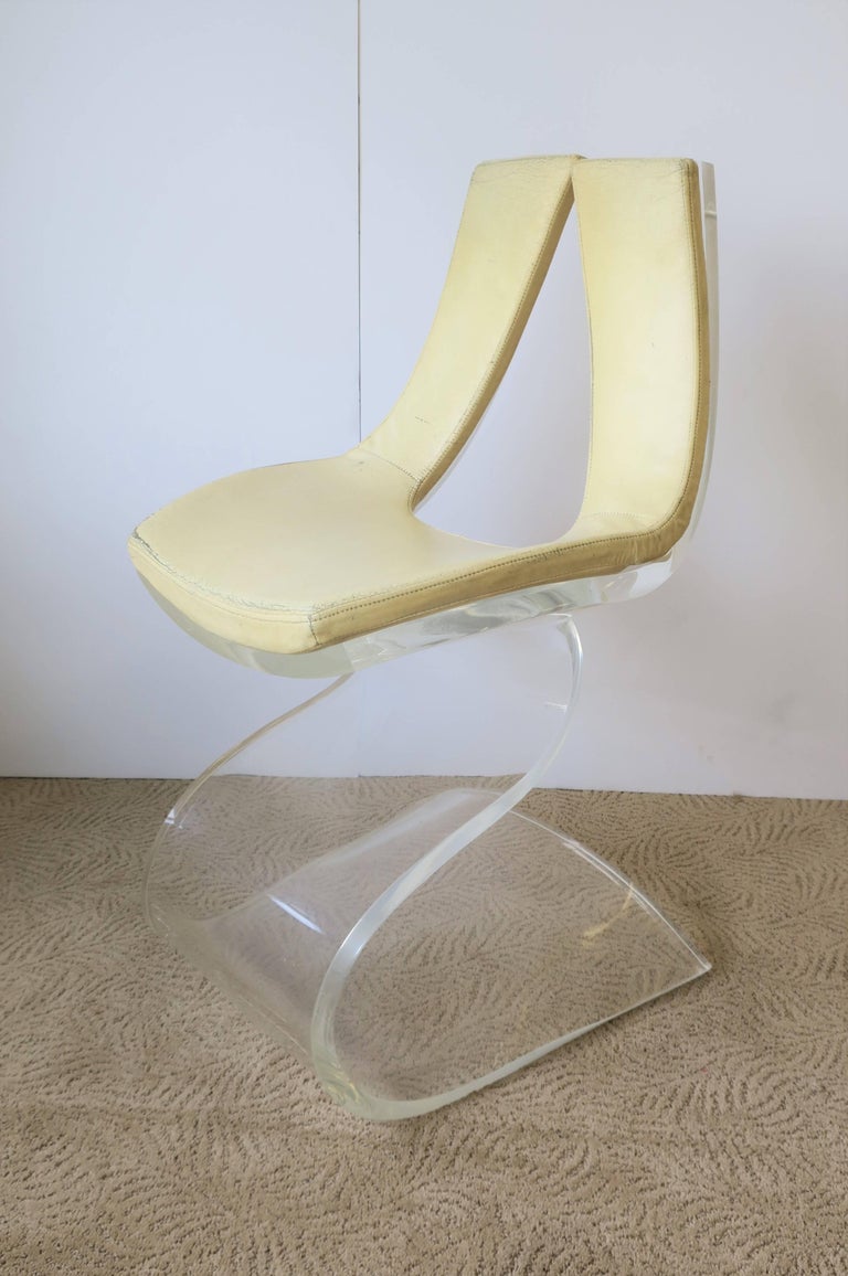 French Modern Lucite and Leather Designer Chair, France 1970s For Sale ...
