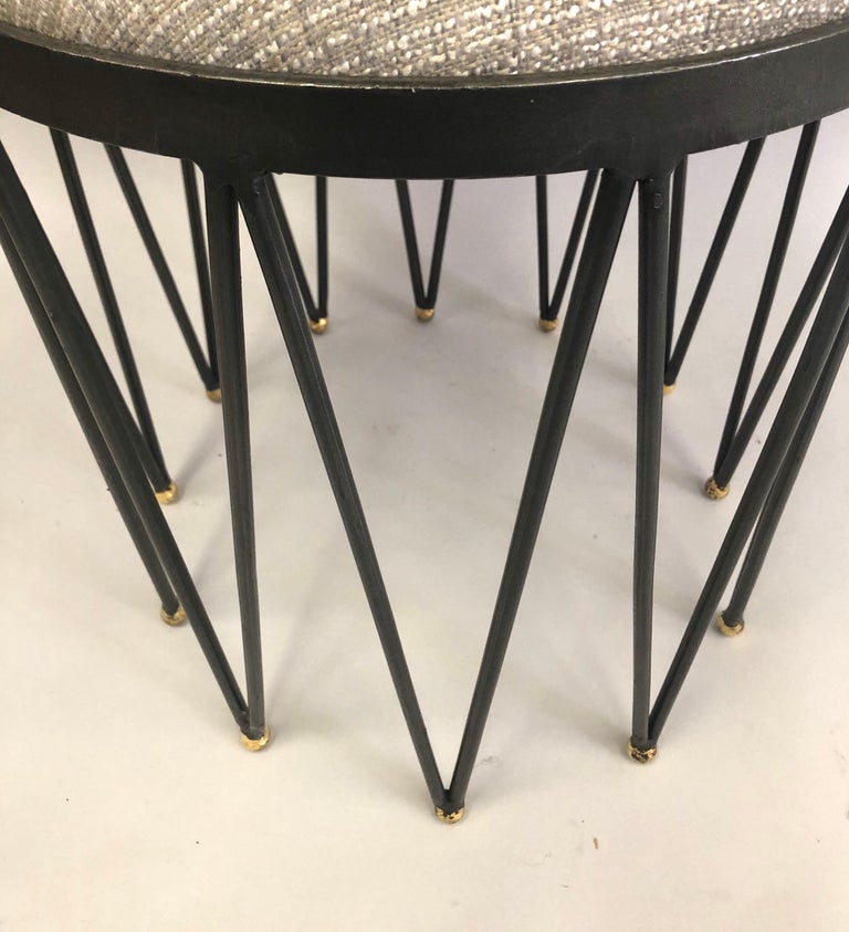 French Modern Neoclassical Gilt Iron Vanity Stool / Bench, Gilbert ...