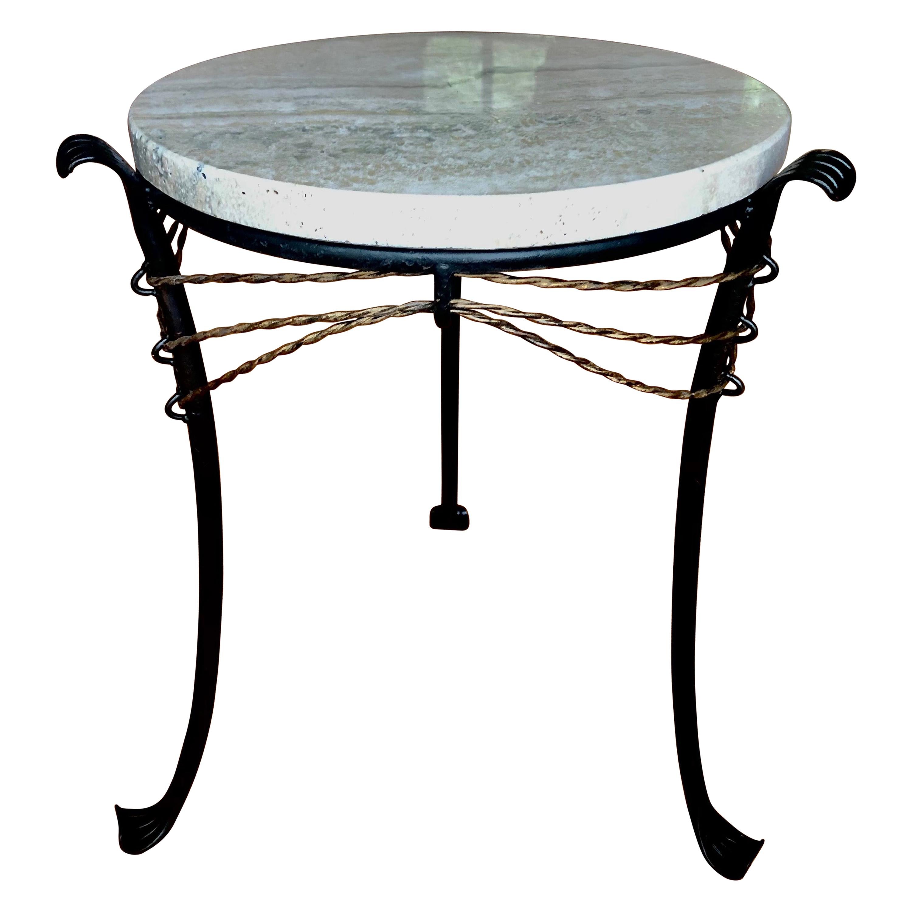 French Modern Neoclassical Iron and Marble Table in Manner of Jean ...