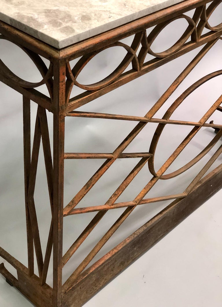 French Modern Neoclassical Wrought Iron and Limestone Console, circa ...