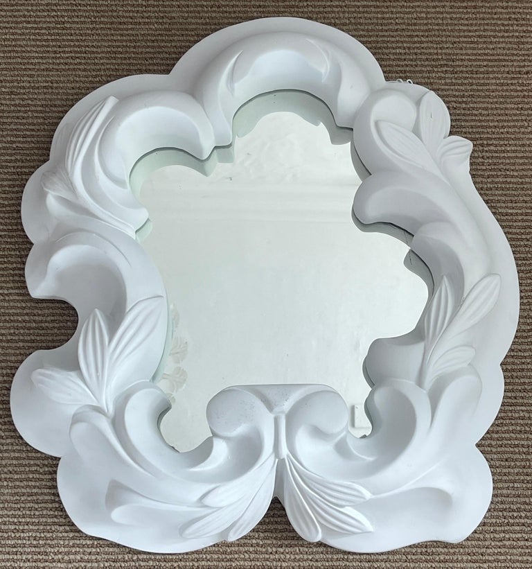 French Modern Plaster Scroll Mirror, Style of Serge Roche, Two ...