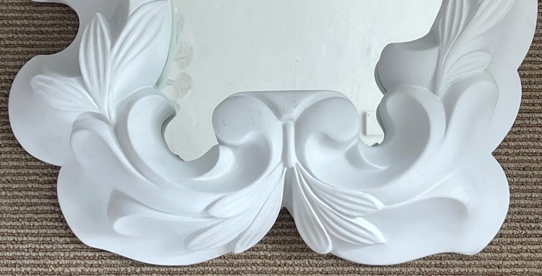 French Modern Plaster Scroll Mirror, Style of Serge Roche, Two ...