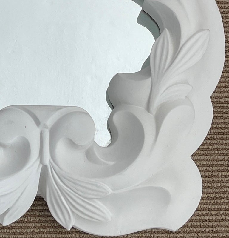 French Modern Plaster Scroll Mirror, Style of Serge Roche, Two ...