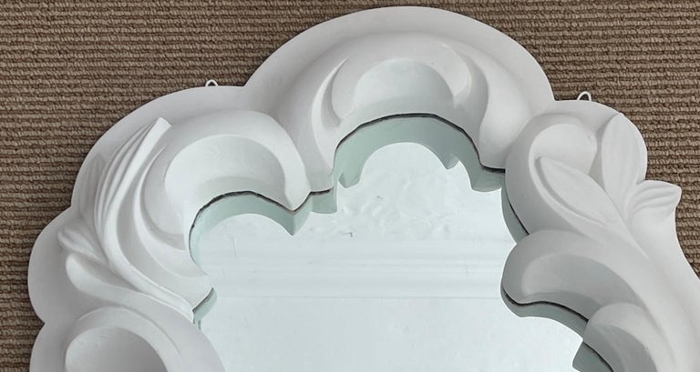 French Modern Plaster Scroll Mirror, Style of Serge Roche, Two ...