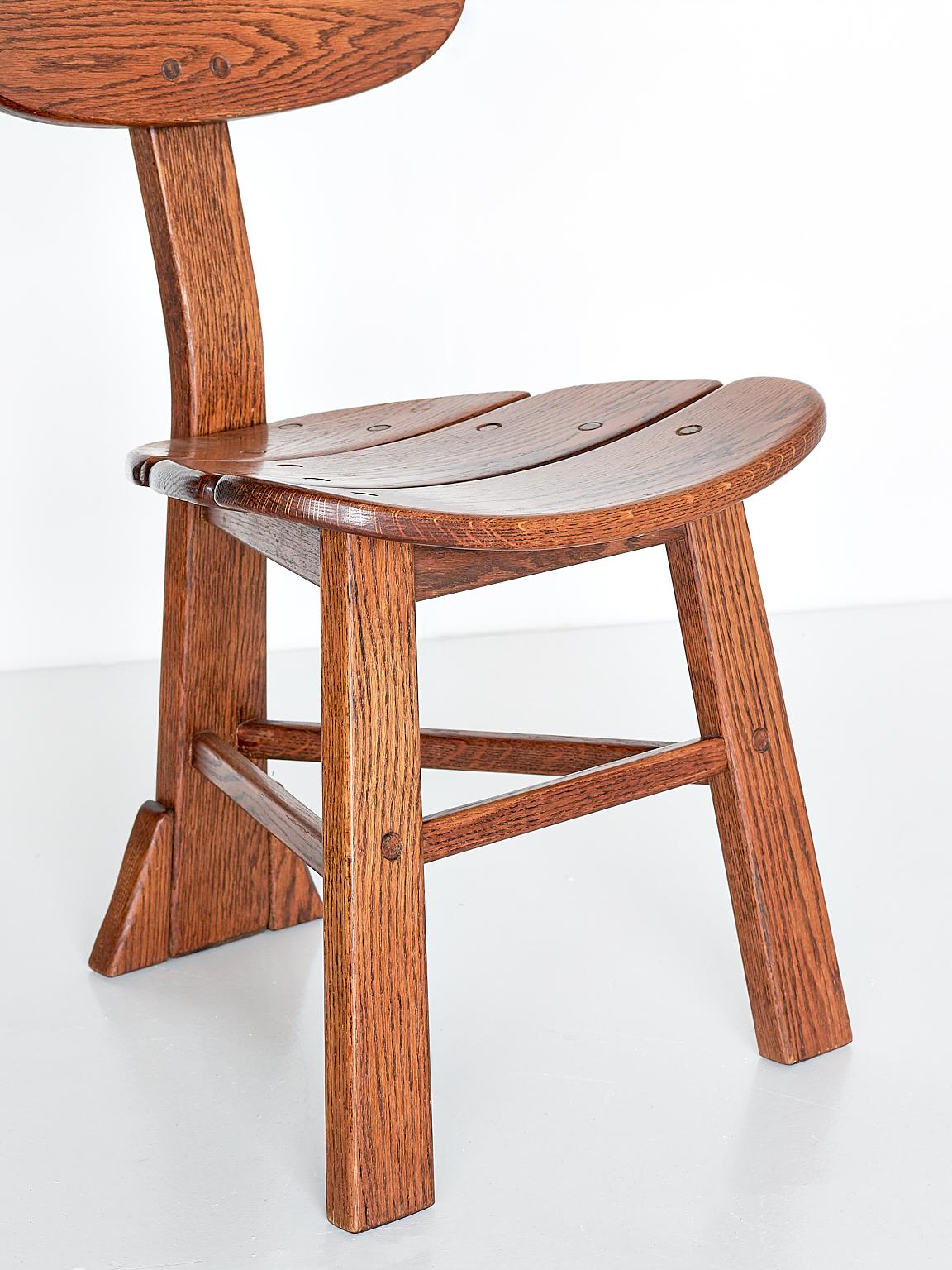 French Modern Three-Legged Chair in Solid Oak, 1950s at 1stDibs | 3 ...