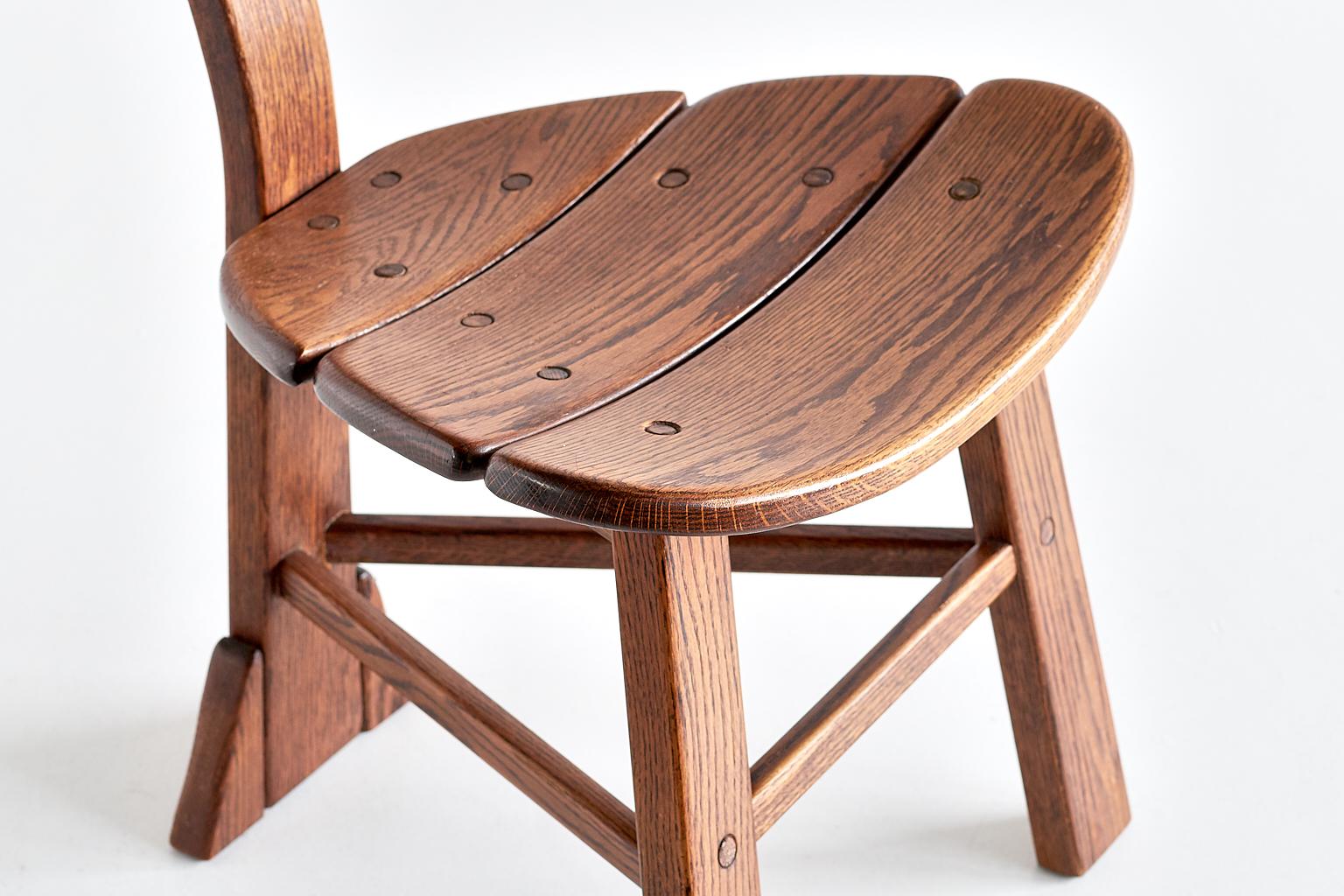 French Modern Three-Legged Chair in Solid Oak, 1950s at 1stDibs | 3 ...