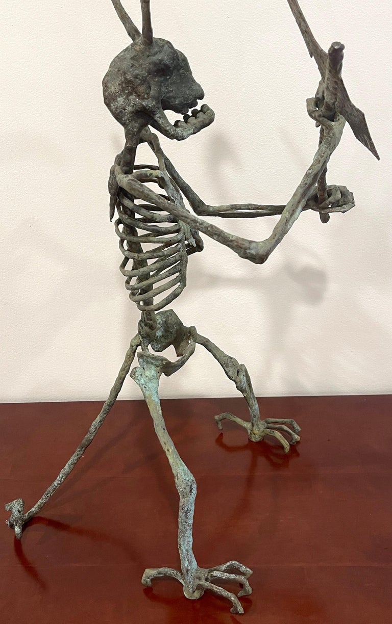 French Modern Verdigris Bronze Sculpture of a Allegory of Death /Grim ...