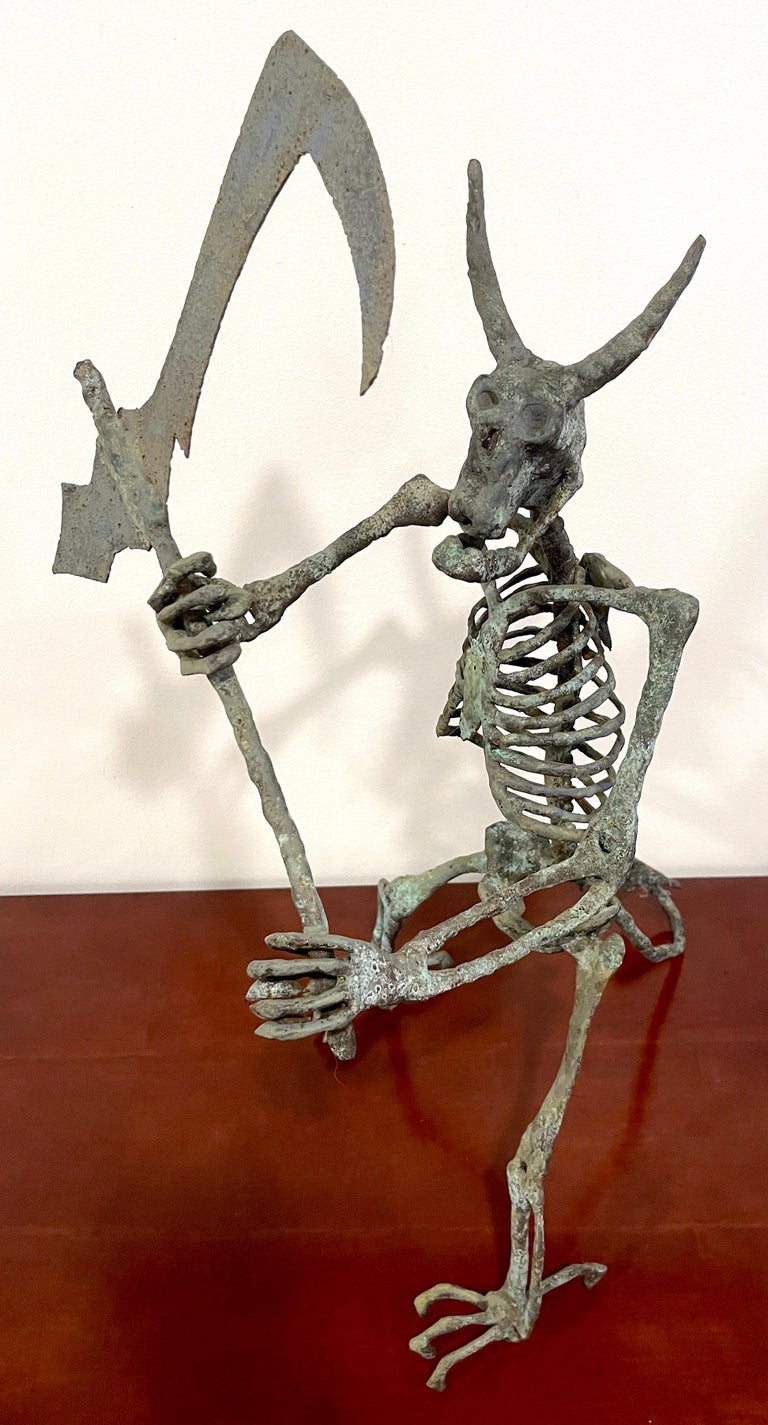 French Modern Verdigris Bronze Sculpture of a Allegory of Death /Grim ...