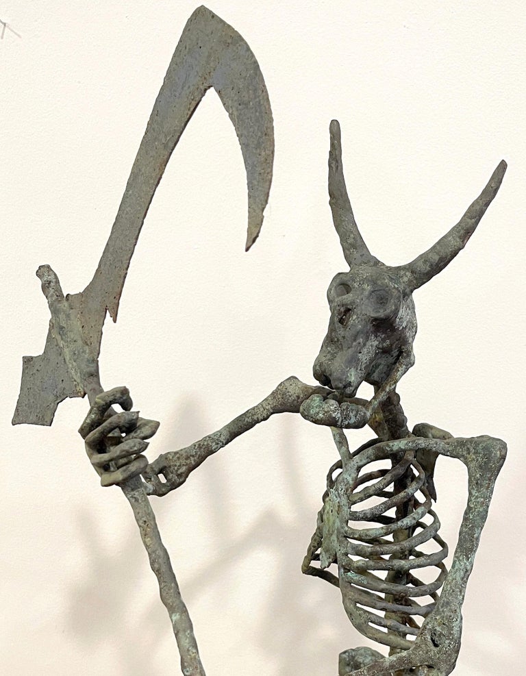 French Modern Verdigris Bronze Sculpture of a Allegory of Death /Grim ...