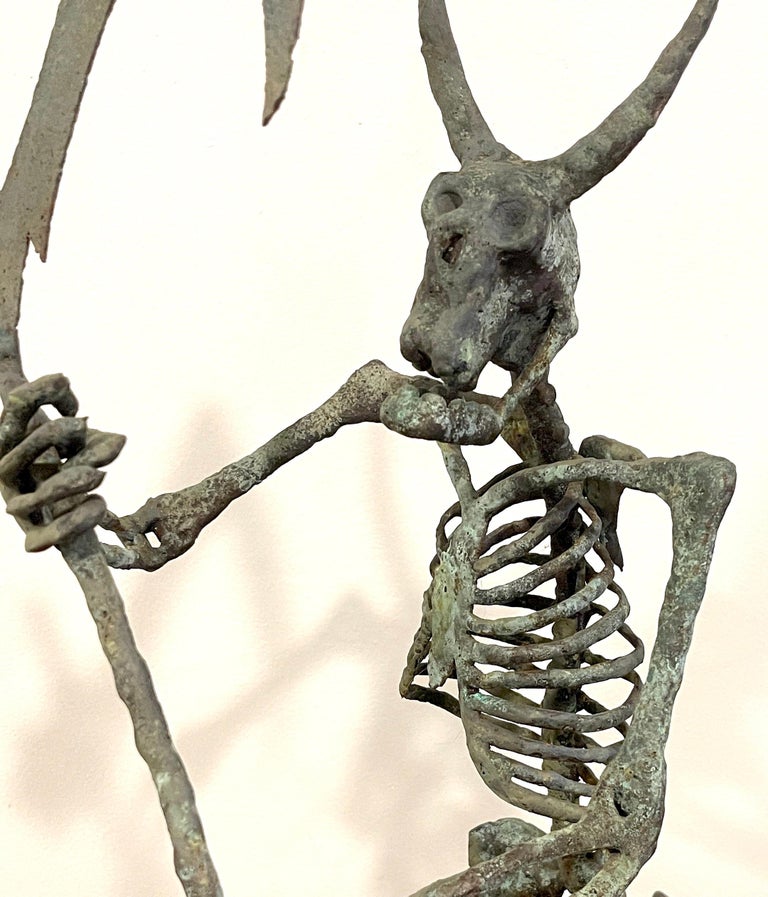French Modern Verdigris Bronze Sculpture of a Allegory of Death /Grim ...