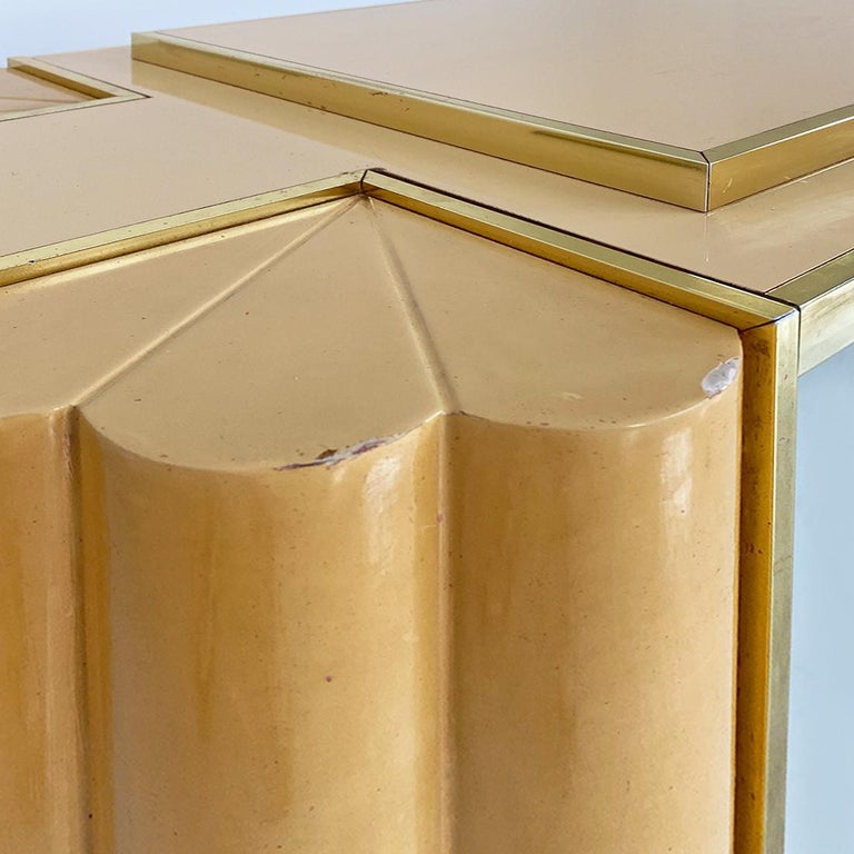French Modern Wood Brass Entrace Console by Alain Delon for Maison ...