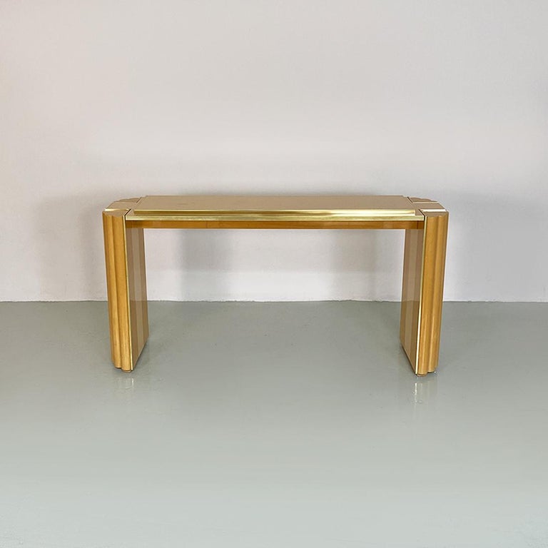French Modern Wood Brass Entrace Console by Alain Delon for Maison ...