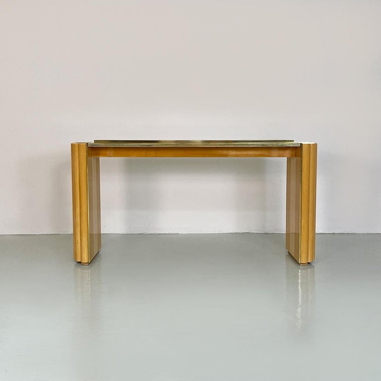 French Modern Wood Brass Entrace Console by Alain Delon for Maison ...
