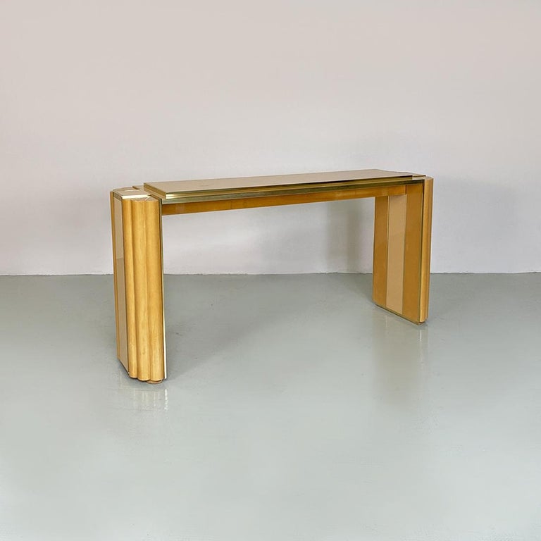 French Modern Wood Brass Entrace Console by Alain Delon for Maison ...