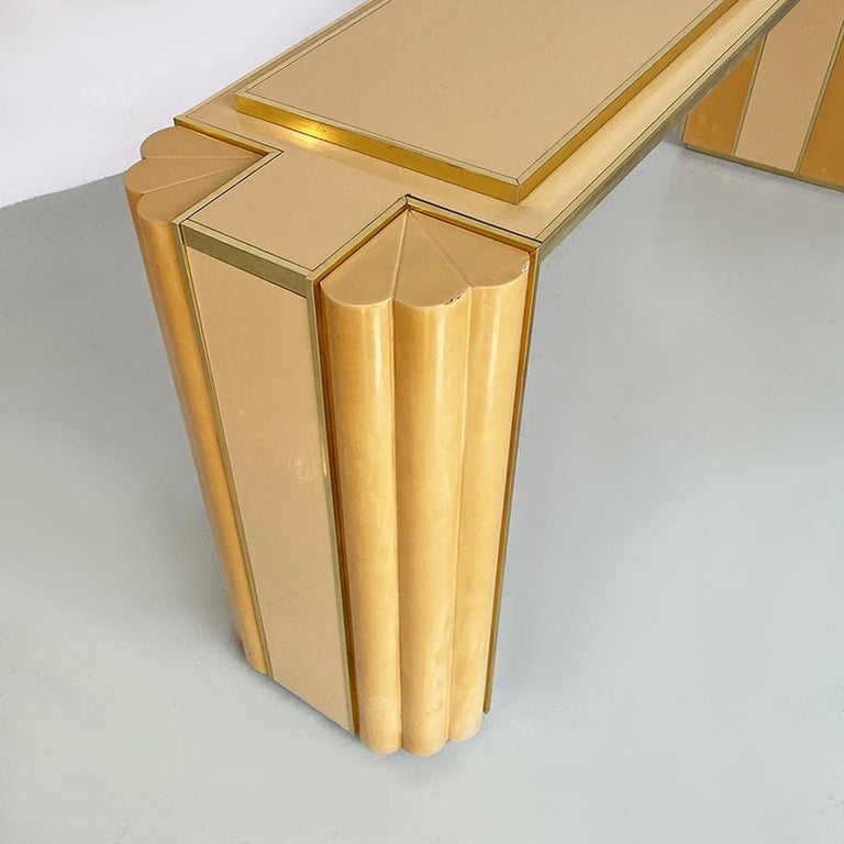 French Modern Wood Brass Entrace Console by Alain Delon for Maison ...
